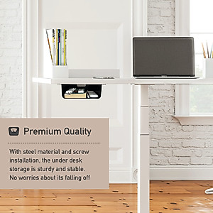 AirTaxiing Under Desk Storage Shelf Under Desk Drawer Storage for Sit Stand Desk, Table, Gaming Desk, Workstations Under Desk Organizer Adds Tray for Home and Office(Black)