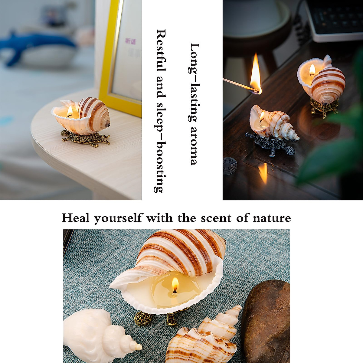 SHPii Handmade Natural Scented Candles - Conch Shell Soy Wax Candles Scented with Essential Oils, Home Scented Candles, Birthday, Christmas, Thanksgiving, Mother's Day, Stress Relief Gifts for Women