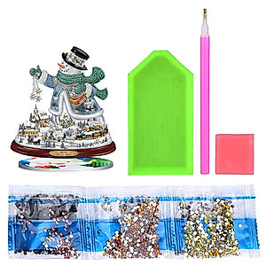 Alloyseed Christmas Diamond Painting Tabletop Kit Diamond Art Table Top Ornament 5D DIY Diamond Painting Kits Xmas Decor Desktop for Home Office Decor Adults Beginner DIY Crafts Gift for Christmas