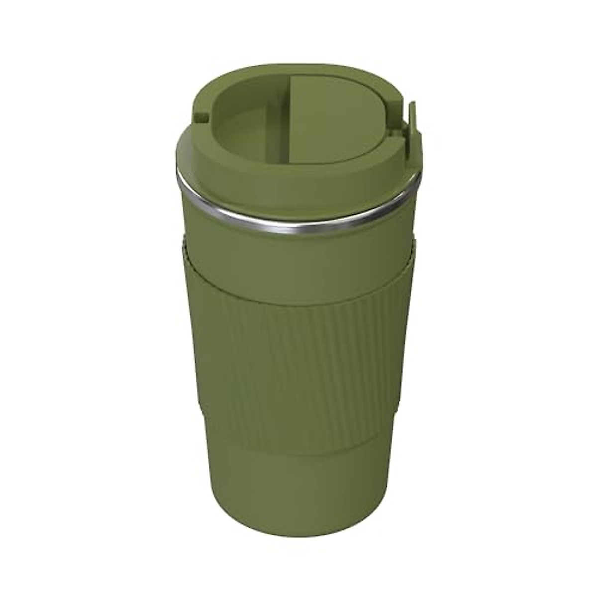 OUTDOORS PROFESSIONAL OUTD9454 Stainless Steel Double-Walled Vacuum-Insulated Coffee Cup with Spillproof Lid (17.2 Oz.; Olive Green)