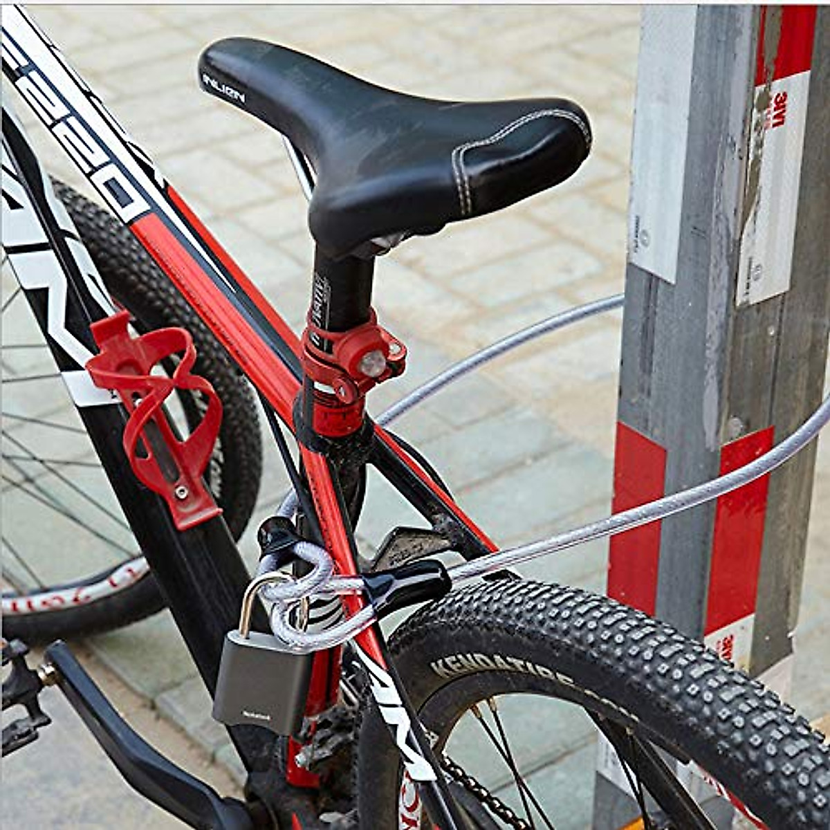 Stainless Steel Safety Cable,Double Loop Braided Steel Cable Flexible Lock Cable Lock 3/8 inch U-Lock,Padlock,Transparent Wire Rope with Ring, Electric Door, Bicycle,Glass Door Lock, Door Handle，