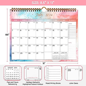 Lbylyhxc 2024 Calendar - Includes January 2024 to December 2024 - 18 Monthly Wall Calendar 2023-2024, 11 x 8.5 Inches.Thick Paper with Julian Dates and Block for New Year and Christmas Presents (Colorful)