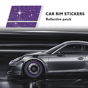 8Pcs Bling Wheel Rim Decals,Rhinestone Reflective Stickers Car Decorations,Self-Adhesive Universal Tire Rim Stickers for 16-21 Inch Wheels Tire Rim(Purple)
