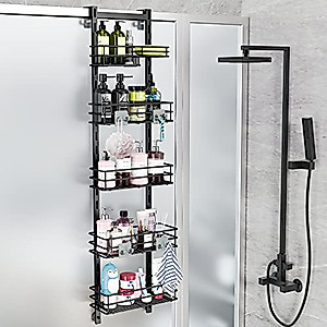 Orimade Over the Door Shower Caddy Adjustable Hanging Organizer Shelf Rack Rustproof with Hook,Shampoo Holder Bathroom Shelf with Soap Holder Basket with Suction Cup Extra Large, 5 Tier (US Patent)