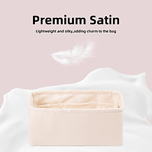 DGAZ Silk Purse Organizer Insert For Lady-Dior Micro/Mini/S/M/L bags，Silky Smooth Bag Organizer，Luxury Handbag & Tote Shaper（Craie，M）