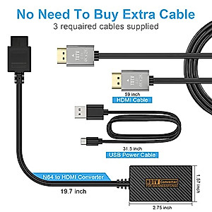 RuntoGOL N64 Gamecube to HDMI Adapter Converter Cable, HDMI Adapter for Nintendo Gamecube/Nintendo 64/SNES/SFC with HDMI Cable and USB Cable, Supports 4:3/16:9 Ratio Conversion