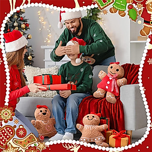 Konohan 3 Pcs Christmas Gingerbread Pillows Gingerbread House Gingerbread Man Throw Pillows Stuffed Gingerbread Shaped Pillow for Christmas Party Outdoor Cushion Decorations(Cute Style)