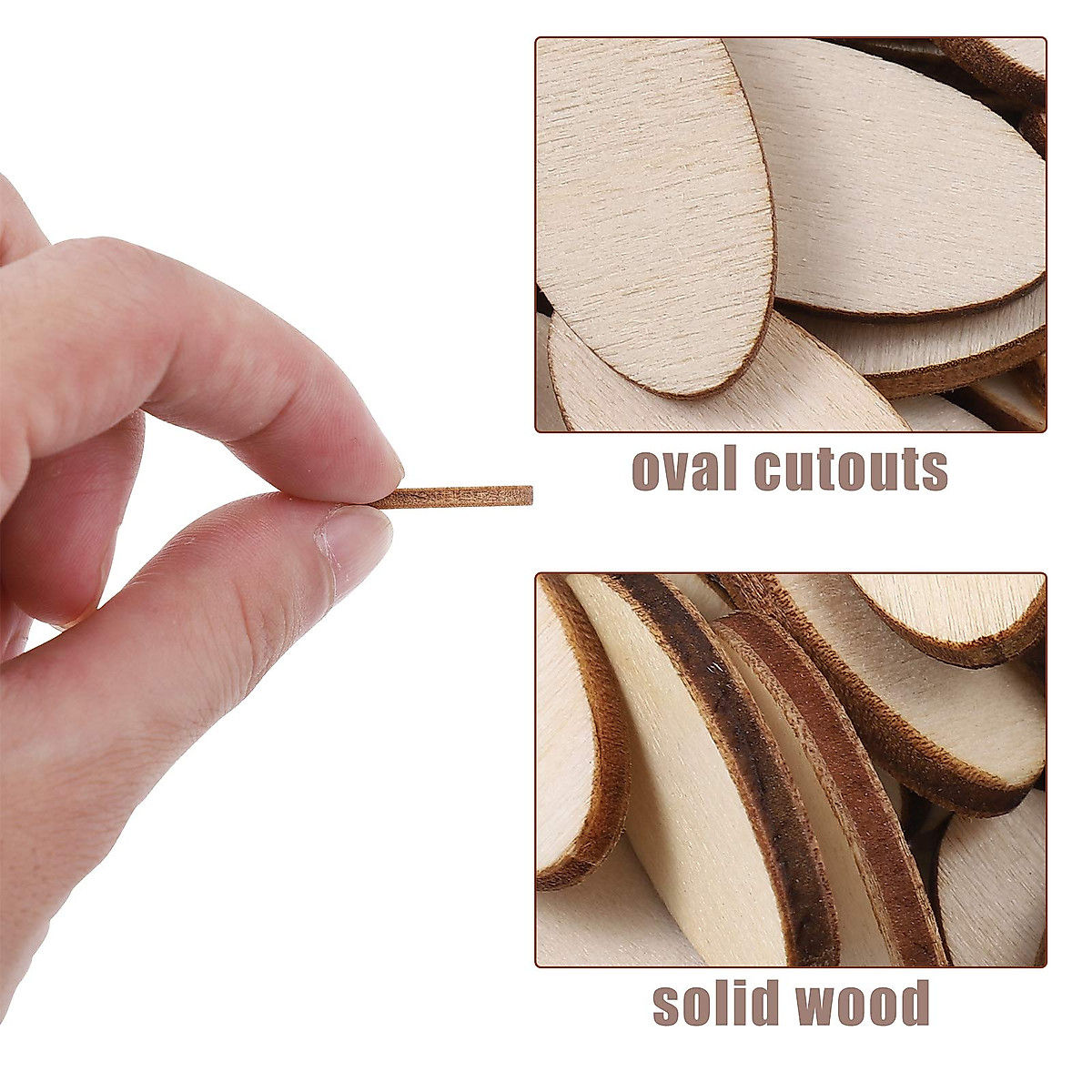 NUOBESTY 200pcs Unfinished Wood Oval Slices Natural Rustic Wooden Cutout Oval Wood Pieces Tag for DIY Craft Wedding Centerpiece Christmas