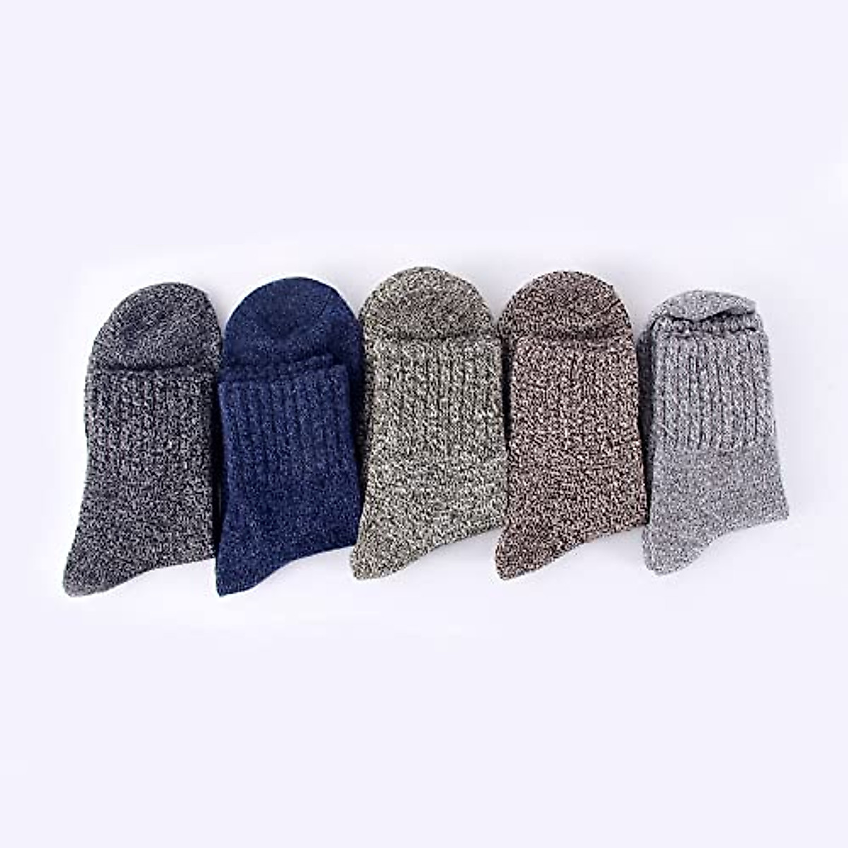 TeenFighter 5 Pairs Upgraded Thick Warm Wool Cotton Women Socks, Knit Cabin Cozy Crew Winter Socks for Girls (Dark Color)