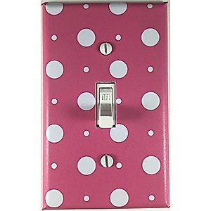 White Hot Pink Polka Dots Single Decorative Single Toggle Light Switch Plate Cover
