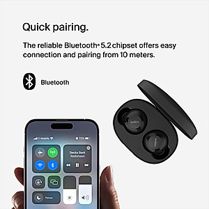 Belkin SOUNDFORM Bolt, True Wireless Earbuds, Wireless Charging, IPX5 Sweat and Water Resistant, USB-C, Up to 28 Hours of Battery Life, iPhone, Galaxy, Pixel and More - Black