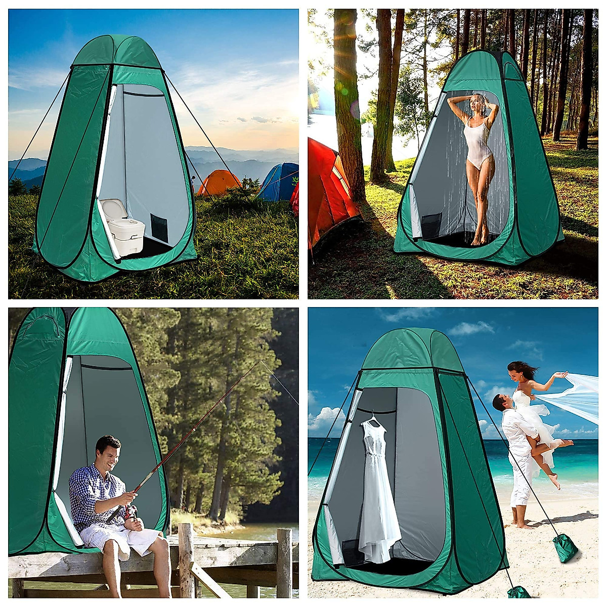 anngrowy Shower Tent Pop-Up Privacy Tent Camping Portable Toilet Tent Outdoor Camp Bathroom Changing Dressing Room Instant Privacy Shelters for Hiking Beach Picnic Fishing Potty, Extra-Tall 2 Colors