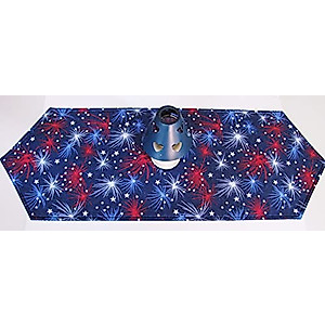 Fireworks & Stars Patriotic Cloth Napkins (Set of 2) Made in USA Patriotic Cotton Navy Blue/Red/White Glitter