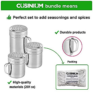 [10oz + 10oz + 14oz] Stainless Steel Dredge Shaker Bundle - by CUSINIUM