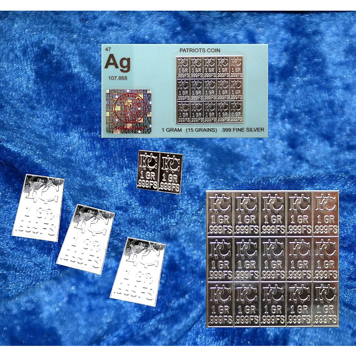 6 One Gram Pure Silver Bullion Bar Divides to 15 One Grain Bars .999 Fine Silver Snaps Apart to Individual 1 Grain Ingots