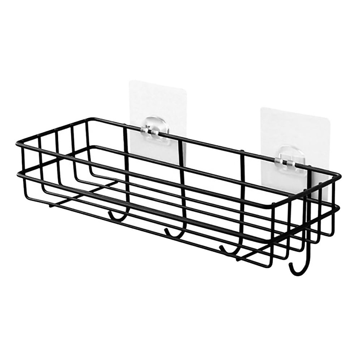DOITOOL Self Adhesive Bathroom Shelf with Hooks, Shower Organizer Metal Shower Rack Bathroom Storage Basket, Kitchen Organization and Bathroom Storage