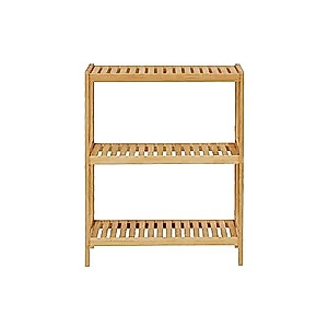 Elesuli 3-Tiers Bamboo Bathroom Rack Organizer Storage Rack Bamboo Bathroom Storage Standing Shelf Multifunctional Shelving Utility Layer Organizer for Kitchen