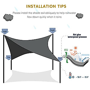 SUNNY GUARD Waterproof Sun Shade Sail 16' x 16' x 16' Turquoise Blue Triangle UV Block Sunshade for Backyard Yard Deck Patio Garden Outdoor Activities and Facility