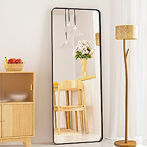 VooBang Full Length Mirror Deep Framed 21x64 Inch Floor Stand, Leaning or Dressing Modern Sleek and Chic Design Ideal for Bedroom, Closet, or Entryway Black