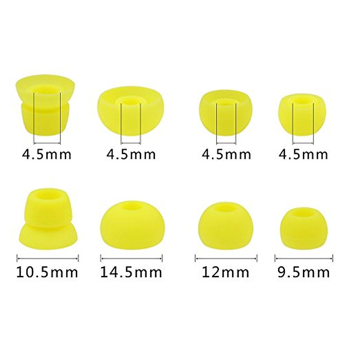 ALXCD Ear Tips for Powerbeats 3 Wireless Headphone, SML 3 Sizes 3 Pair Silicone Replacement Earbud Tips & 1 Pair Double Flange Ear Tip Cushion, Fit for Beats Powerbeats2 Wireless Pb3[4 Pair](Yellow)