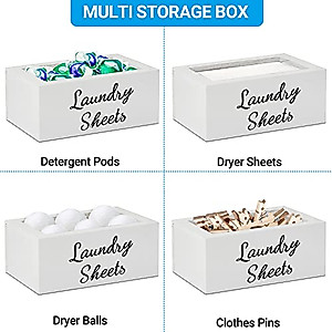 Unistyle Dryer Sheet Holder & Lint Bin Set,Wooden Dryer Sheet Dispenser,Magnetic Lint Bin for Laundry Room Organization and Storage,Fabric Softener Dispenser Laundry Pods Container for Laundry Decor