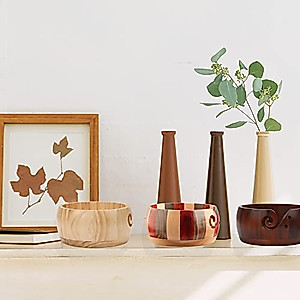 Large Yarn Bowl for Knitting, Wooden Yarn Storage Bowl, Handmade Rosewood with Holes, Knitting Wool Stroage Bowl