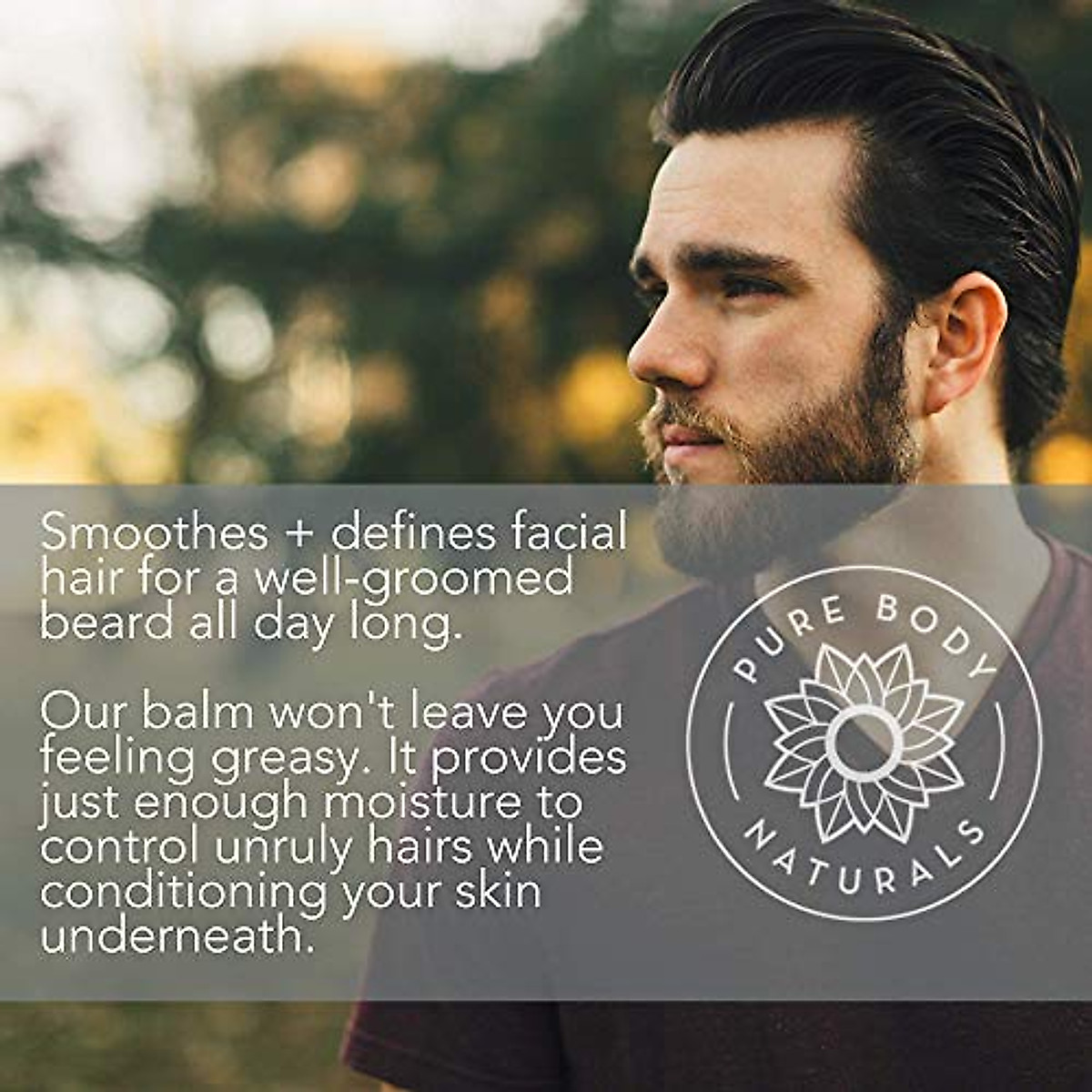 Pure Body Naturals Natural Beard Balm and Mustache Wax - Non-Greasy Conditioner for Beard Growth and Softening, Amber Musk Scent - 1.75 oz