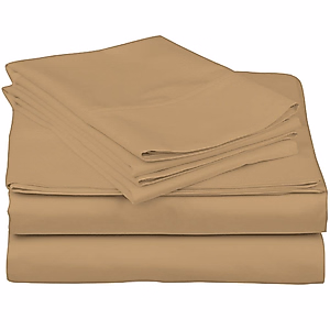 EgyptianSheets 6 Piece Bedding Sheet Set (Taupe) Full Size 8 Deep Pocket Bed Sheets 100% Egyptian Cotton, 1000 Thread Count