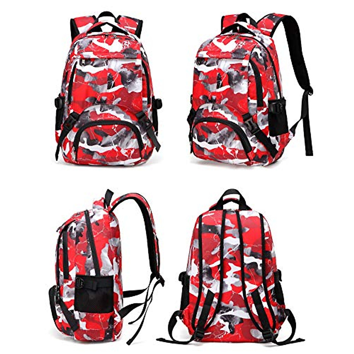 BLUEFAIRY Kids Backpacks for Boys Girls Camo Elementary School Bags Bookbags Lightweight Durable (Red Camo)