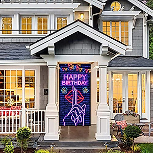 Neon Hot Sexy Lip Happy Birthday Banner Backdrop Burn Book Theme Decor Decorations for Bridal Shower Wedding Night Out Hen Movie Party Bachelorette Party Girls Woman Birthday Party Supplies Favors