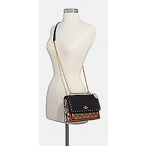 Coach Women's Klare Crossbody Shoulder Handbag in Signature Coated Canvas, Calf & Snake-Embossed Leather (Khaki/Black/Berry/Multi/Gold)