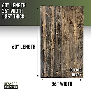 Restore by Pipe DÉCOR Solid Wood Desk or Dining Table Top, Reclaimed Ponderosa Pine in Boulder Black, 60 in. x 36 in. x 1.25 in