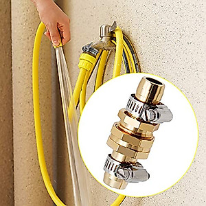 Lifynste Garden Hose Repair Connector with Clamps, Male and Female Garden Hose Fitting, 2 Set