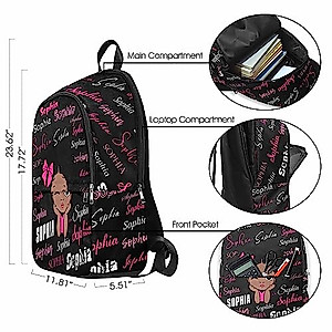 InterestPrint Backpack Little Princess Glitter Gold Bookbag School Backpack for Girls Boys Backpacks Canvas Light Laptop Bag