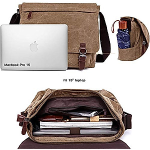 Sechunk Canvas Leather Messenger Bag Shoulder bag Cross body bag Crossbody 13 Inch Laptop Bag