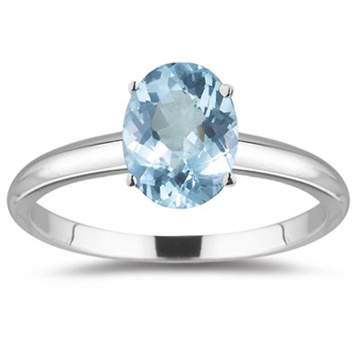 Vogati 0.75 Cts Aquamarine Solitaire Ring in 14K White Gold-10.0