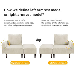 DWVO Modular Sectional Convertible Sofa for Small Space, Flexible Combination Corner Couch with Ottoman, Modern Velvet Fabric Loveseat for Apartment Sleeping Room Living Room, Left Armrest, Beige