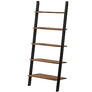 Iwell Ladder Shelf, Ladder Bookshelf, 5-Tier Ladder Bookshelf for Living Room, Office, Rustic Brown