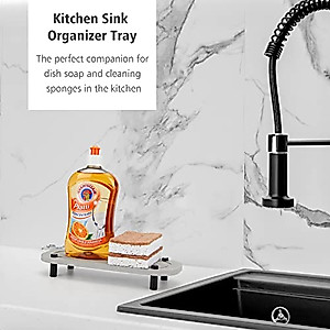 Bathroom Vanity Tray, StoneSpace Instant Dry Sink Organizer, Diatomite Toothbrush Tray, Water Drying Soap Holder, Water Absorbent Diatomite Coaster for Bathroom and Kitchen