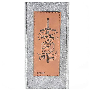 Dice Tower Travel Bag Grey Felt and Chestnut ~ by C4Labs