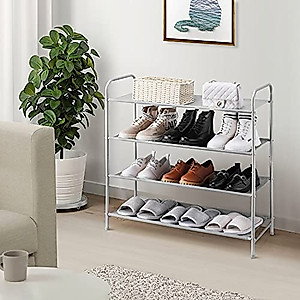 MAX Houser Shoe Rack Storage Organizer 4 Tier Free Standing Fabric Shoe Shelf Compact Shoe closet Organizer Stand Shoe Rack Shelf for 12-20 Pairs, for Entryway Closet Bedroom (Light Gray)