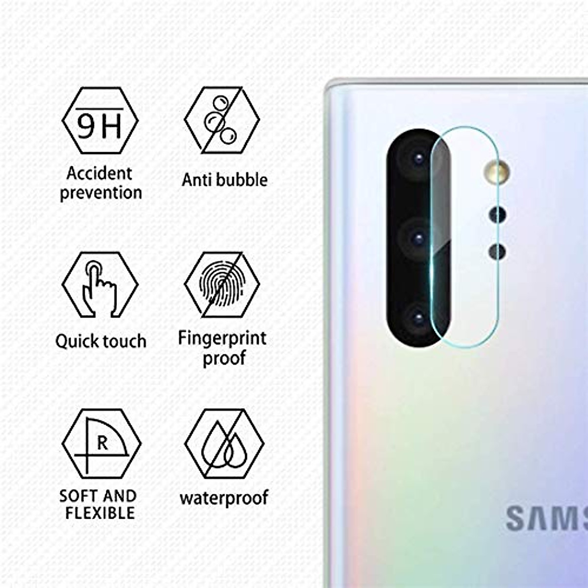 [2+2 Pack] Galaxy Note 10 Plus Screen Protector Include 2 Pack Tempered Glass Screen Protector +2 Pack Tempered Glass Camera Lens Protector,3D Curved,HD Clear for Samsung Galaxy Note 10 Plus