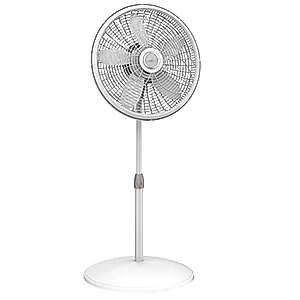 Lasko Oscillating Pedestal Fan, Adjustable Height, 3 Speeds, for Bedroom, Living Room, Home Office and College Dorm Room, 18", White, 1820