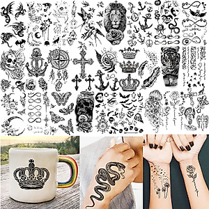 VANTATY 61 Sheets 3D Snake Flower Temporary Tattoos For Women Girls Neck Arm, 12 Sheets Realistic Floral Fake Tattoo Stickers Thigh, Waterproof Temp Transfer Tatoo Adults Rose Sunflower Butterfly