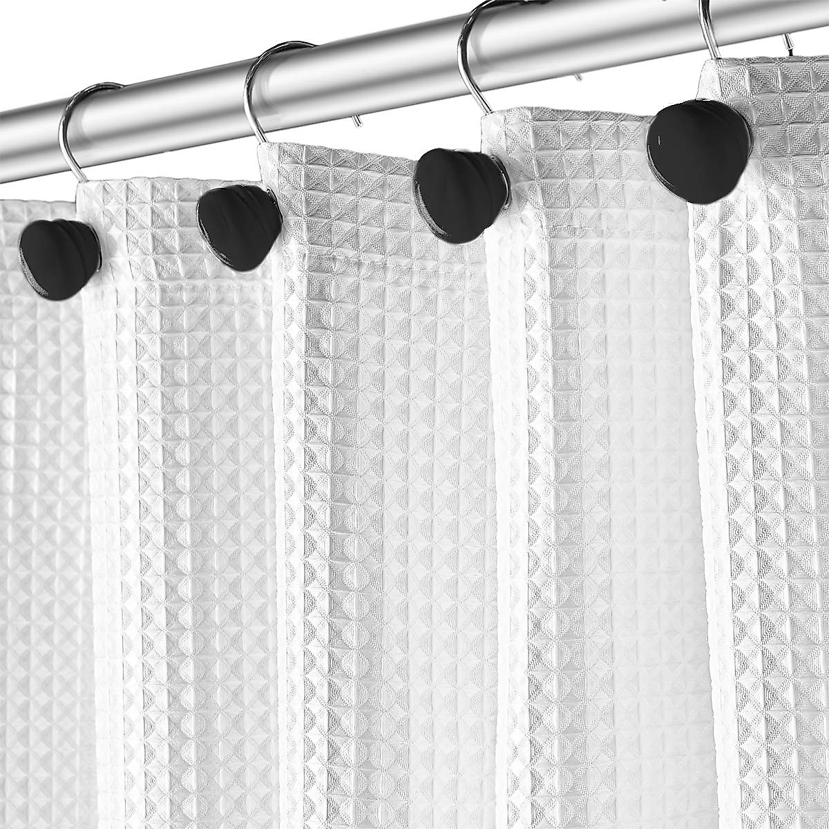 Creative Scents Black Shower Curtain Hooks - Set of 12 Shower Hooks for Shower Curtain - Decorative Shower Curtain Hooks Black - Durable Shower Curtain Rings for Bathroom Curtain Shower Rod