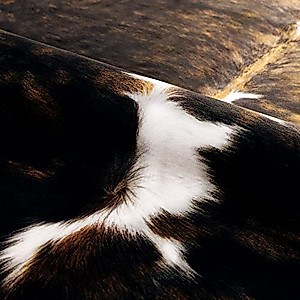 HOMORE Cowhide Rug, Cute Cow Print Rug for Living Room Faux Cow Hide Animal Print Carpet for Bedroom Office Table, 4.6 x 5.2 Feet, Gray-Brown