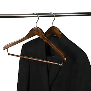 Quality Hangers Wooden Hangers Beautiful Sturdy Suit Coat Curved Hangers Great for Travelers Heavy Duty Hanger with Locking Bar - Retro Finish (5)