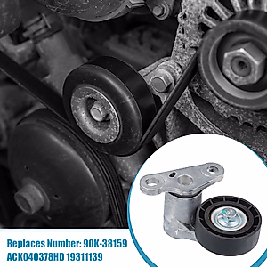 X AUTOHAUX Drive Belt Tensioner Pulley Assembly with Belt 19311139 for Cadillac Escalade for Chevrolet Silverado Suburban Tahoe for GMC Sierra Yukon Envoy for Hummer AC Belt Tension