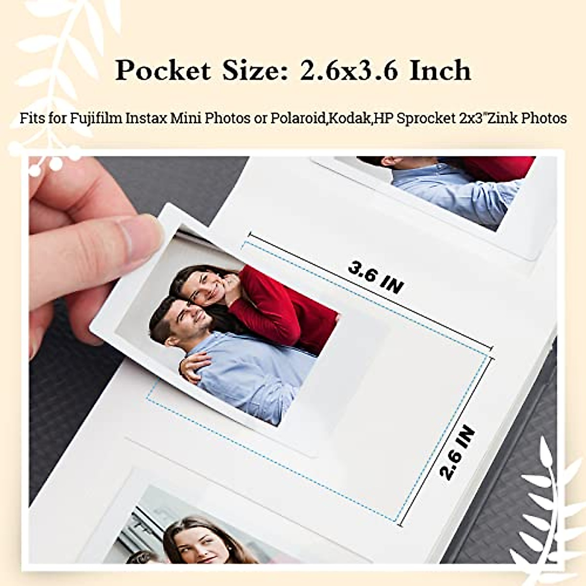 Photo Album with Writing Space for Fujifilm Instax Mini Camera, Polaroid Camera, 64 Pockets Instax Photo Album Polaroid Photo Albums Book for Fujifilm Instax Mini 11 9 8 40 Evo Instant Camera, Black