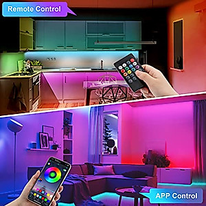 yotutun Under Cabinet Lighting Kit, 8 PCS RGB LED Strip Lights with APP Remote and Adapter, Under Counter Lights for Kitchen Cabinets , Shelf, Desk, Corner, Closet, Showcase (RGB)